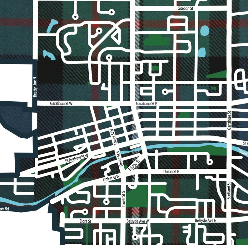 Typographic Map of Fergus Ontario City Map Print Canadian - Etsy