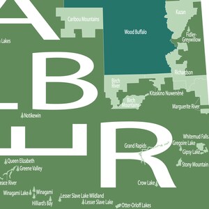 Typographic Map of Parks in Alberta Alberta Parks Map - Etsy Canada