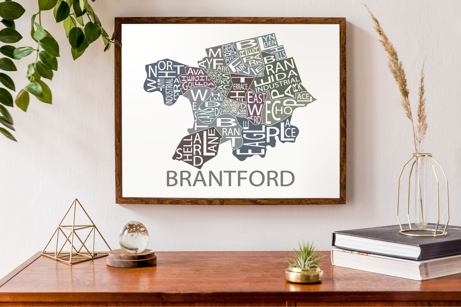 Typographic Map of Brantford Ontario City Map Print | Etsy