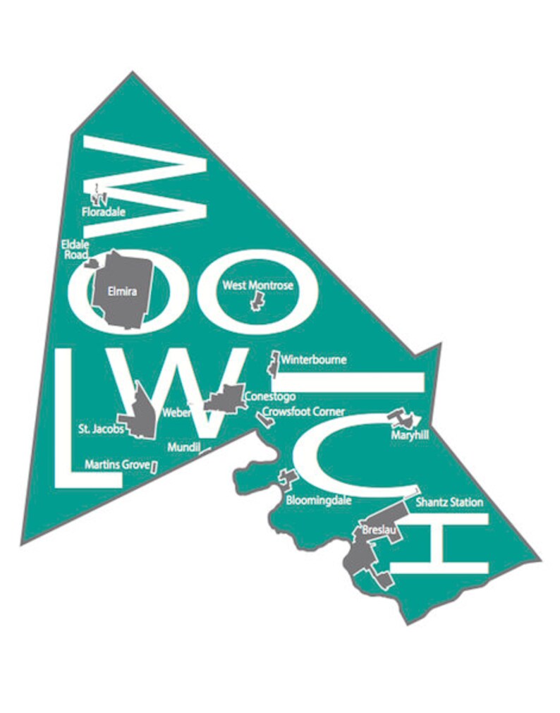 Typographic Map of Woolwich Township Region of Waterloo - Etsy