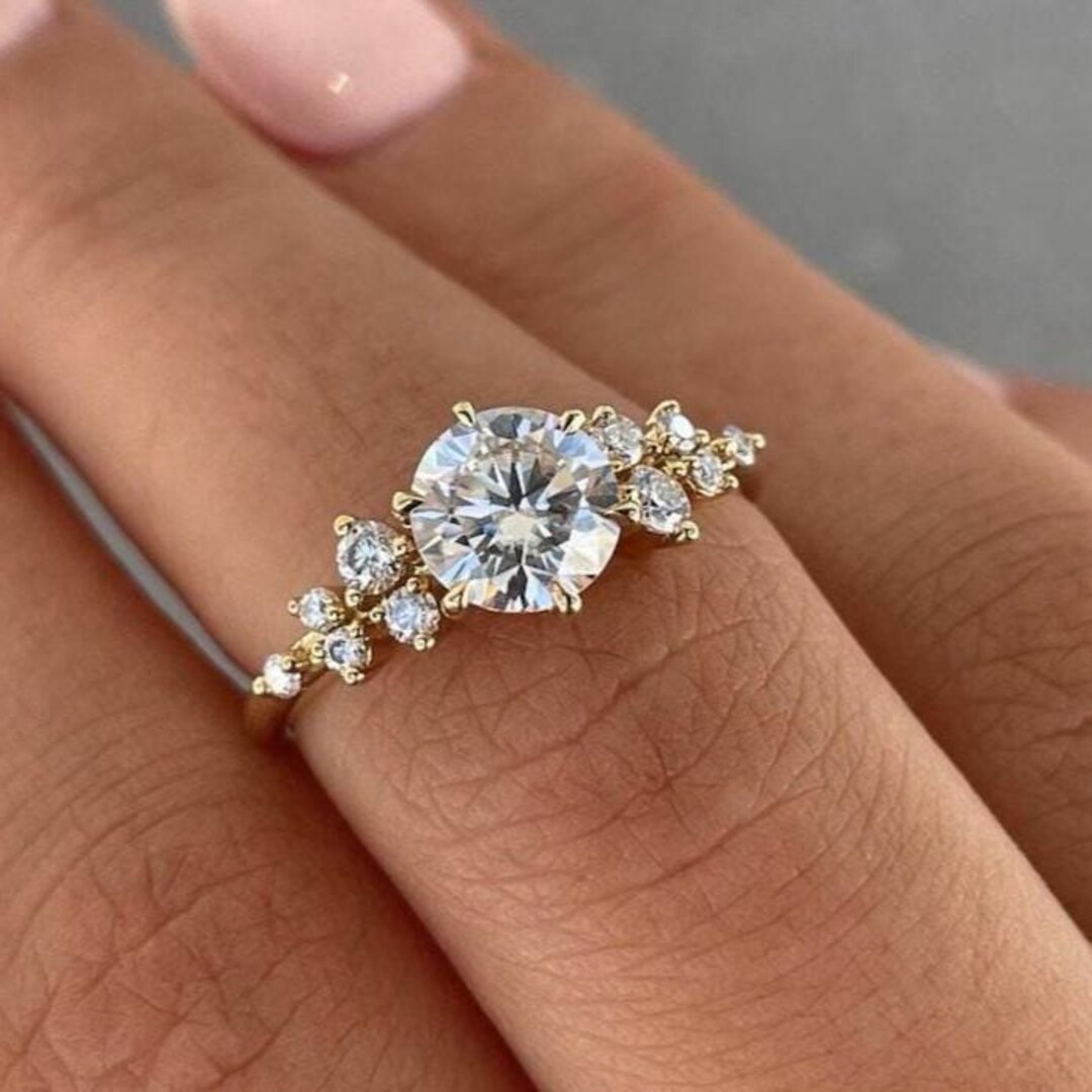 Diamond Engagement Ring With a Large Center Stone and Side Accent ...