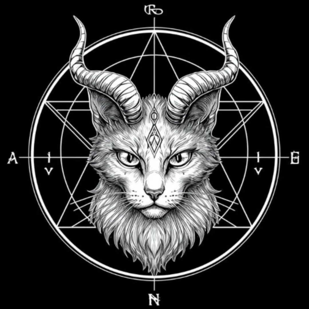 Gothic Horned Cat Wall Art Print - Etsy