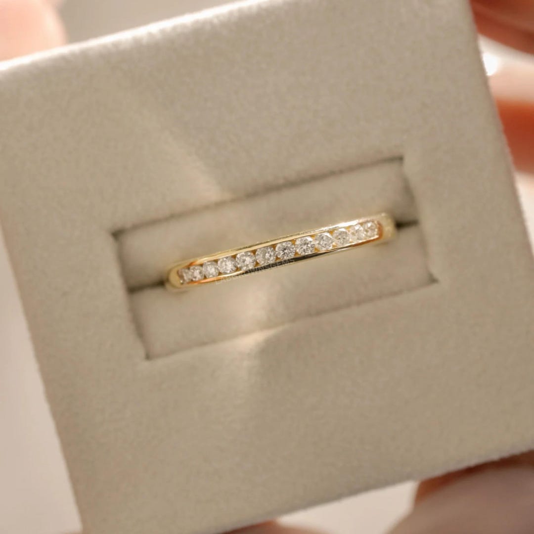 Gold Channel Set Diamond Band. - Etsy