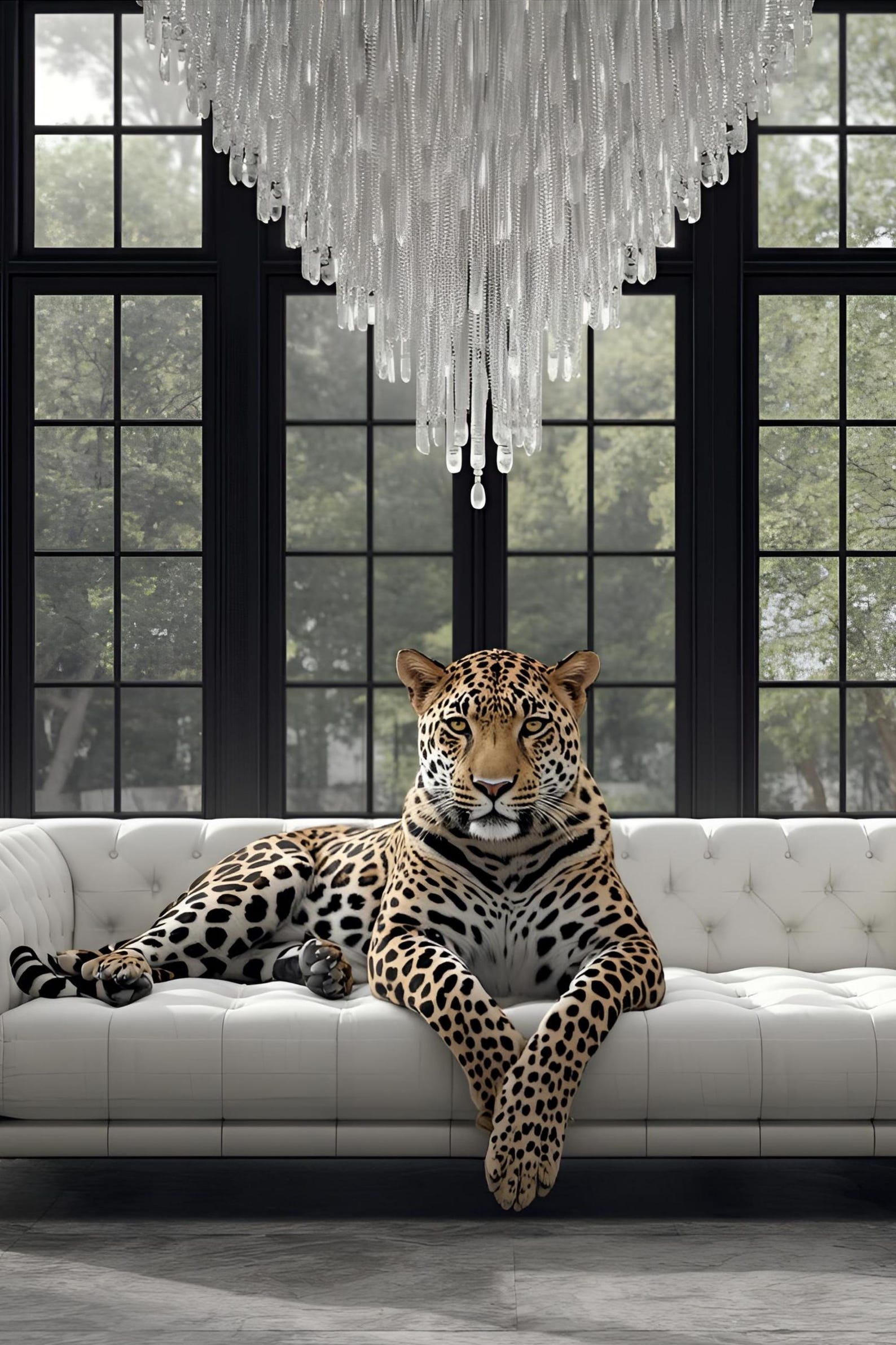 Elegant Leopard on Modern Sofa – Contemporary Wildlife Art Print - Etsy