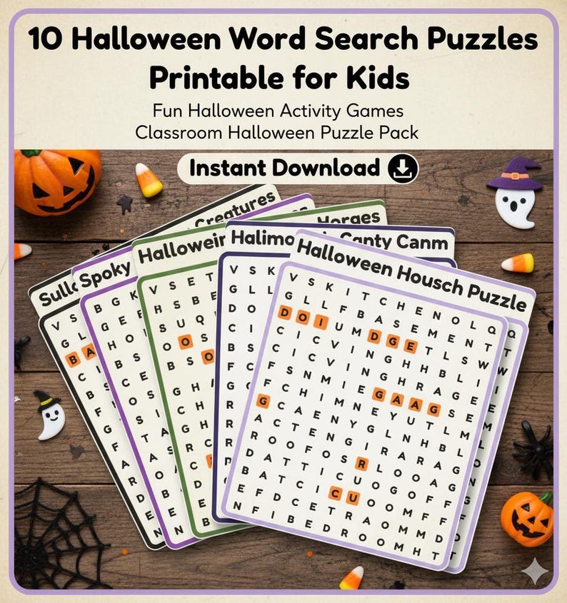 Halloween Party Games Bundle 10 Spooky Printable Games Set Trivia ...