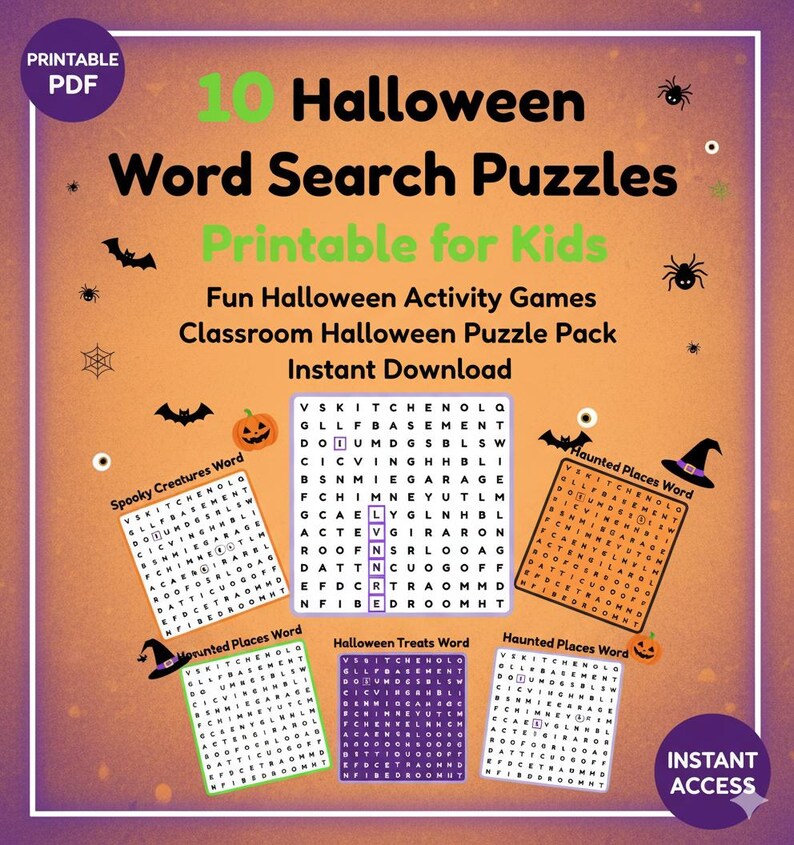 Halloween Party Games Bundle 10 Spooky Printable Games Set Trivia ...