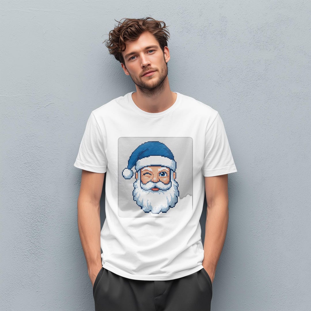 Santa's Wink Pixel Art Christmas T-shirt, Retro Gaming Tee - Etsy