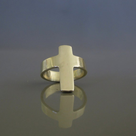 Sterling silver cross ring Wide cross ring Christian jewelry | Etsy