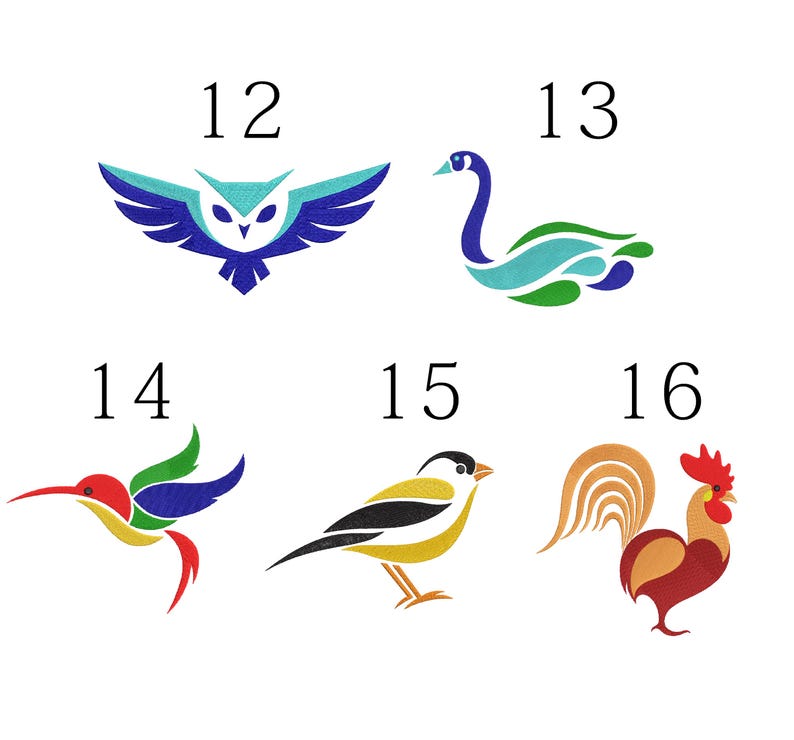 Mini Birds Embroidery Designs, Colorful Birds Machine Embroidery ...