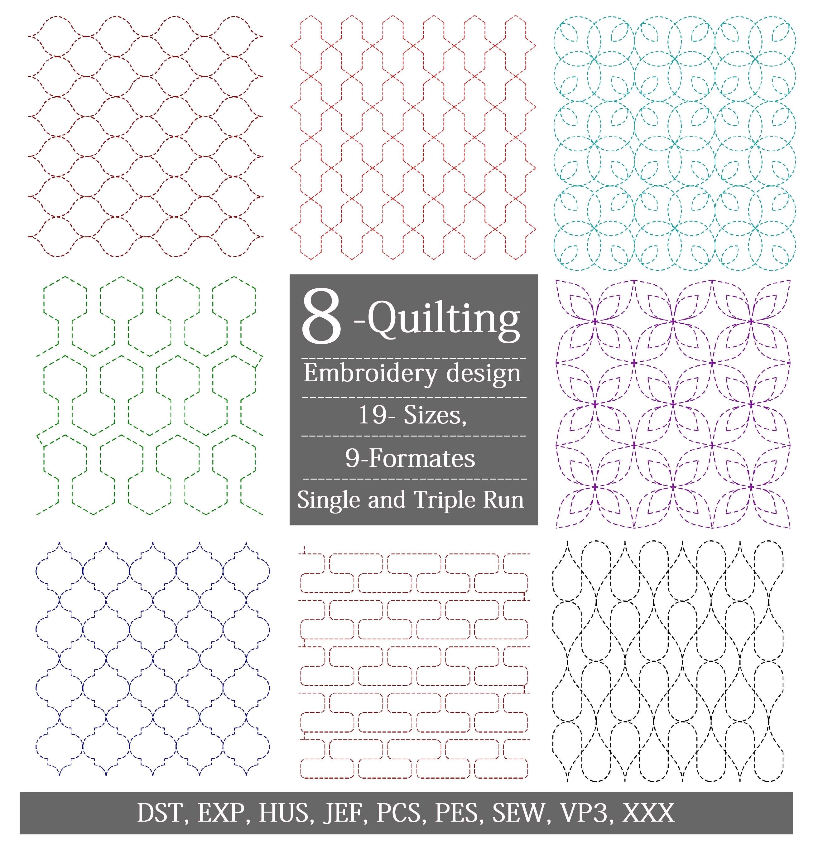 Geometric Quilt Embroidery Designs, Edge to Edge Embroidery Designs ...