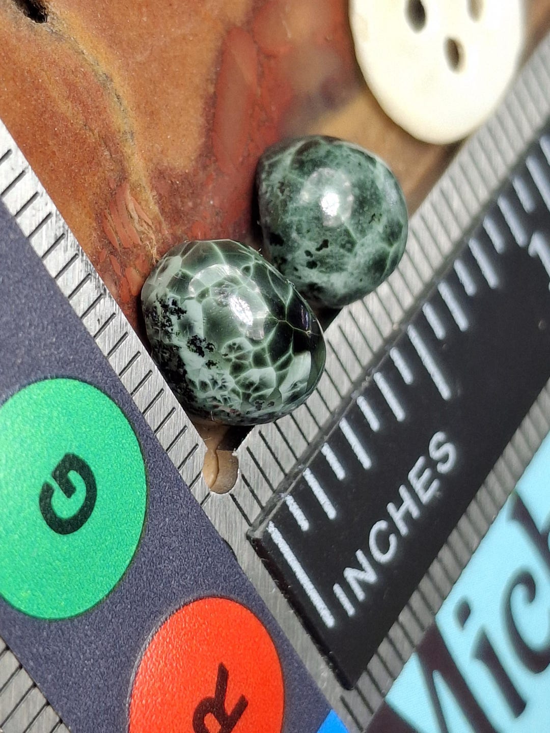Pair of Round Isle Royale Greenstone Cabochons Chlorastrolite Michigan ...