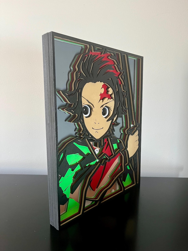 Anime Inspired Wooden Display | Wood Silhouette | Multi-layered Laser ...