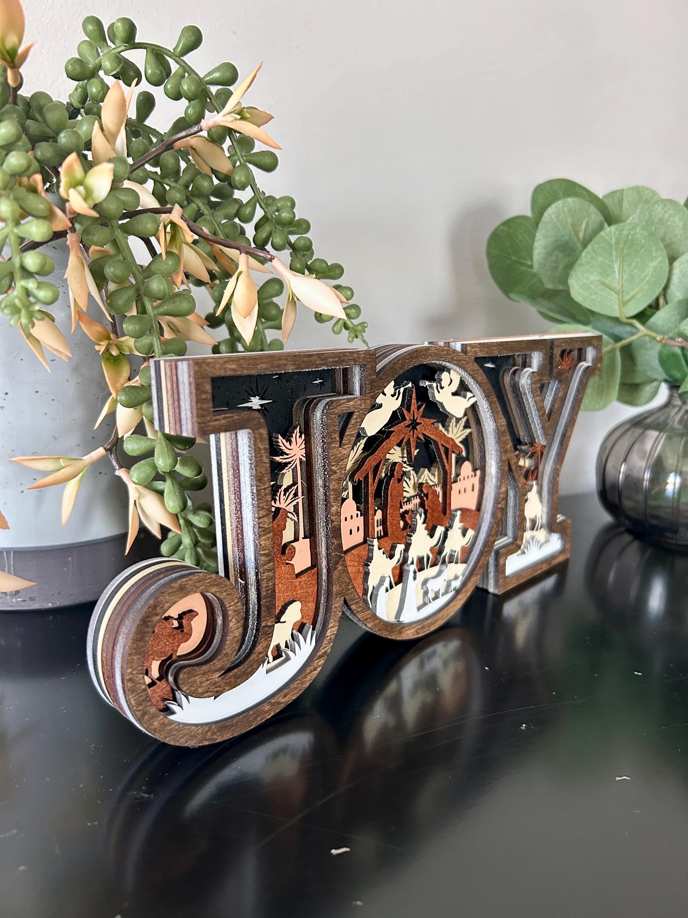 Layered Nativity “joy” & “hope” Signs | 3D Wood Decor | Christian ...
