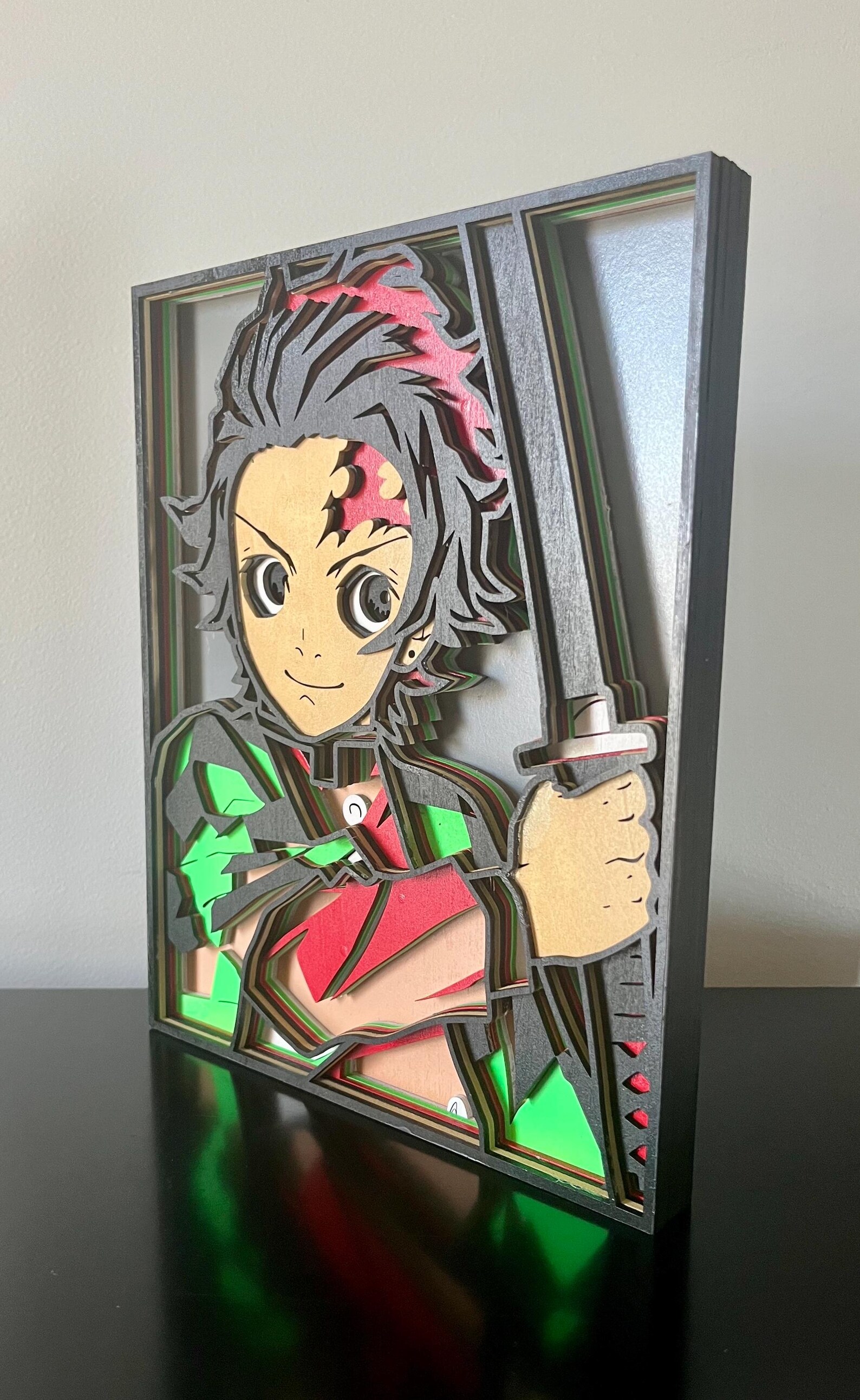 Anime Inspired Wooden Display | Wood Silhouette | Multi-layered Laser ...