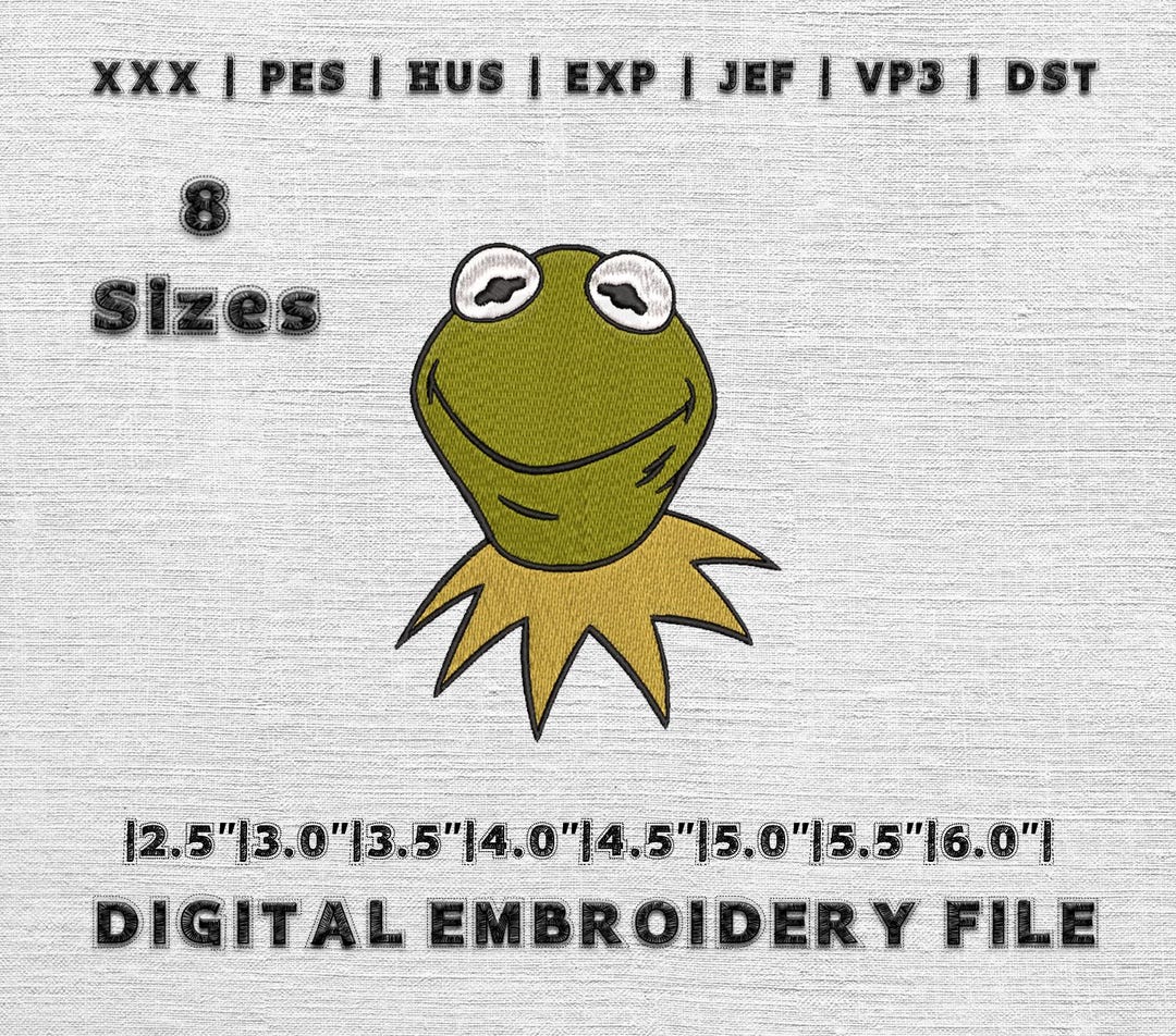 Kermit Sesame Street Embroidery Design File | Digital Download | 8 ...