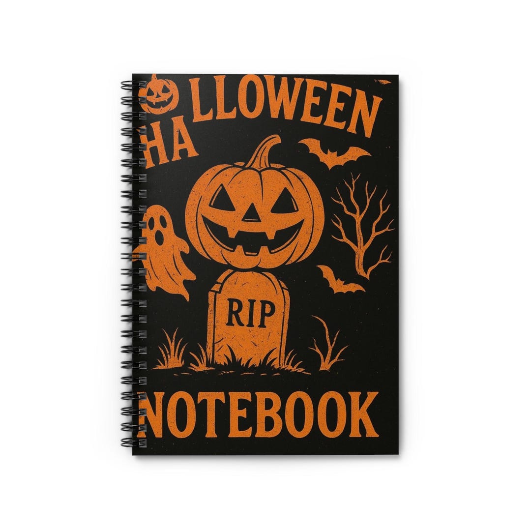 Halloween Spiral Notebook - Spooky Pumpkin Design, Cute Journal for ...