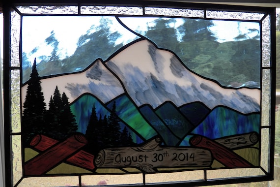 Mountain Scene With Trees and Logs in Stained Glass With Kiln | Etsy