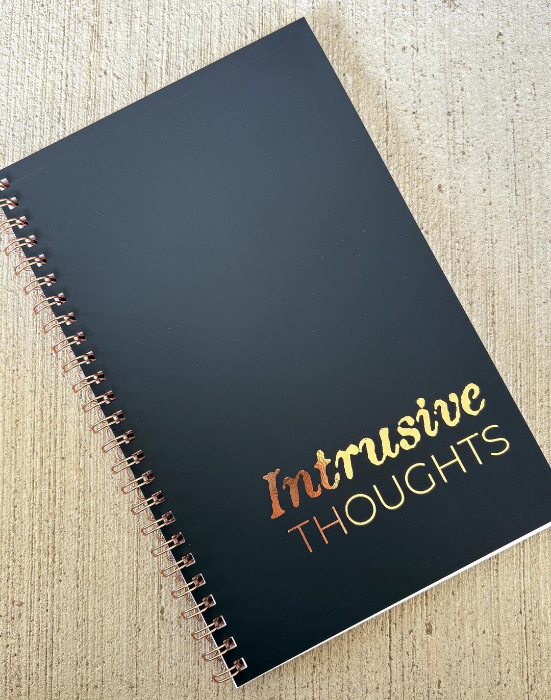 Intrusive Thoughts Rose Gold Foil Notebook - Simple Text Design ...