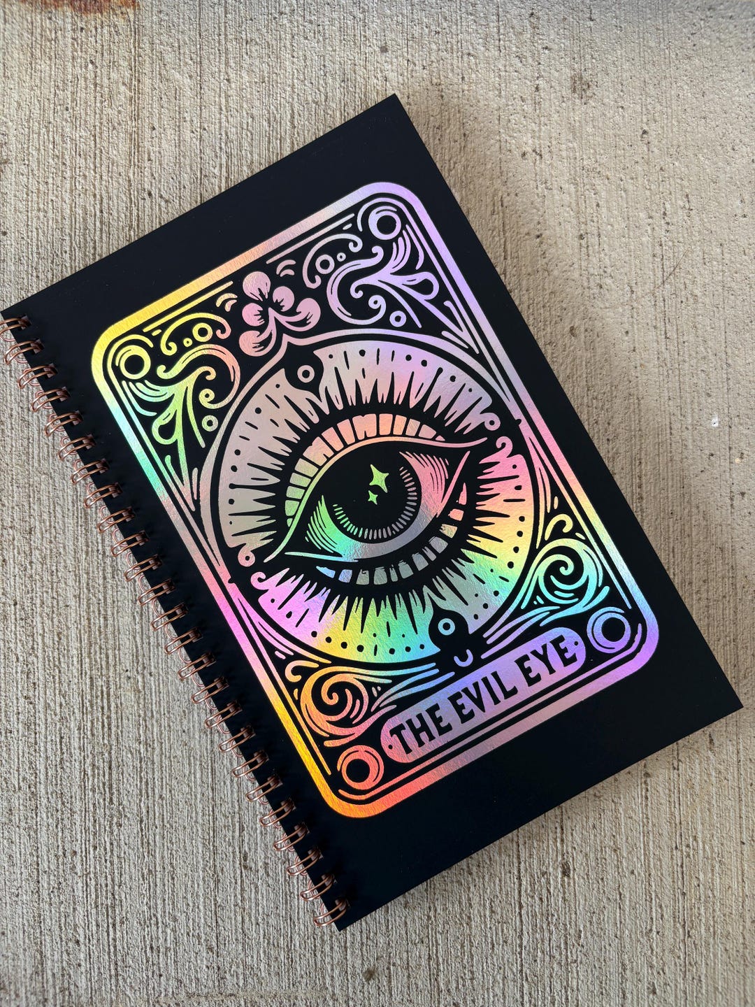 Evil Eye Notebook, Tarot Card Design, Silver Rainbow Foil, Mystical ...