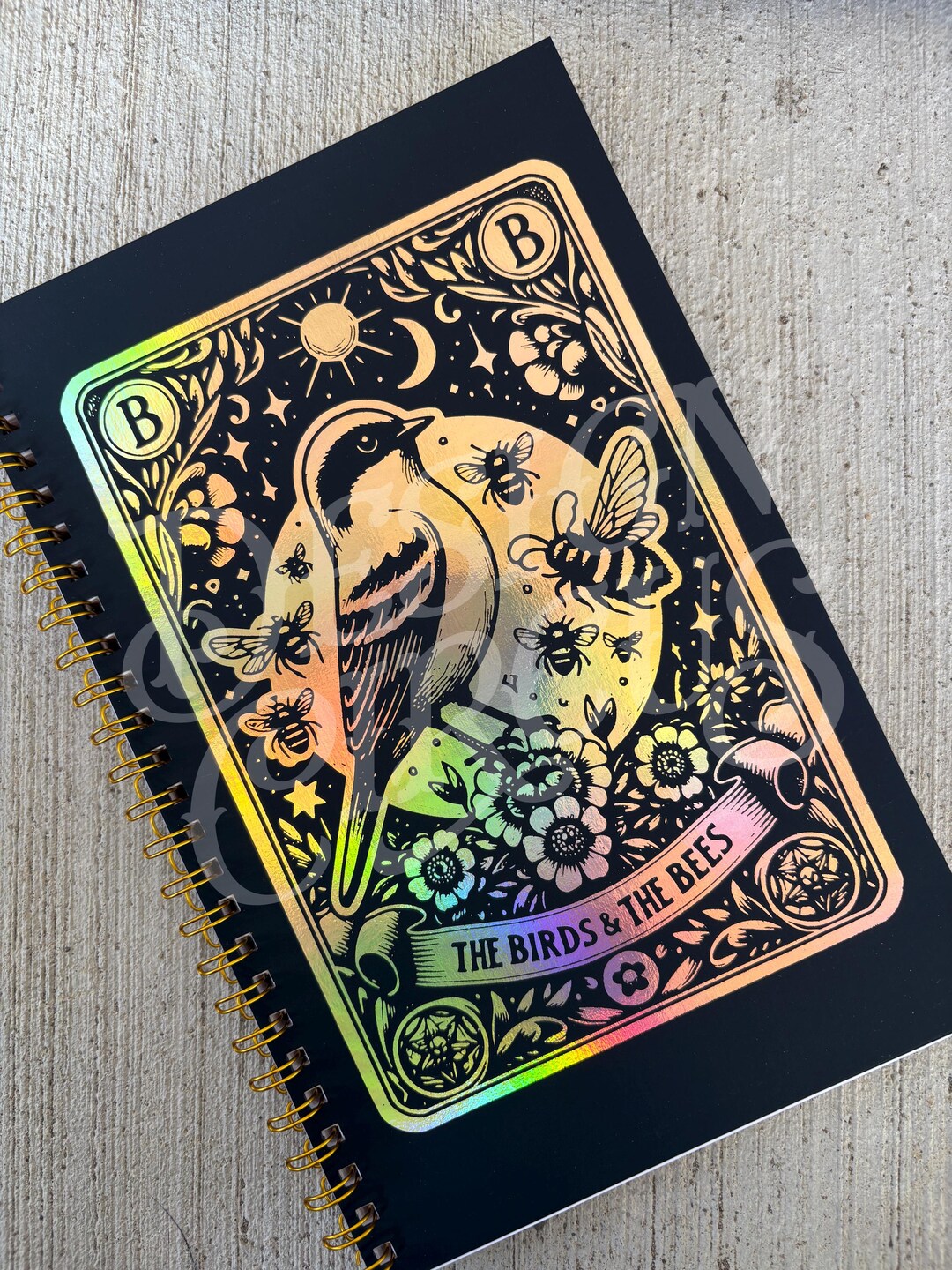 Birds and Bees Nature Tarot Card Holographic Foil Notebook, Wild Bird ...