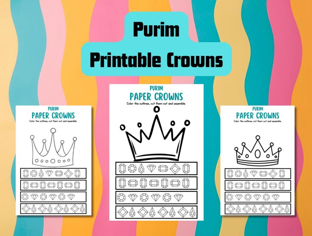 Printable Crowns | Color in Cut & Paste | Purim Activity (printable PDF ...