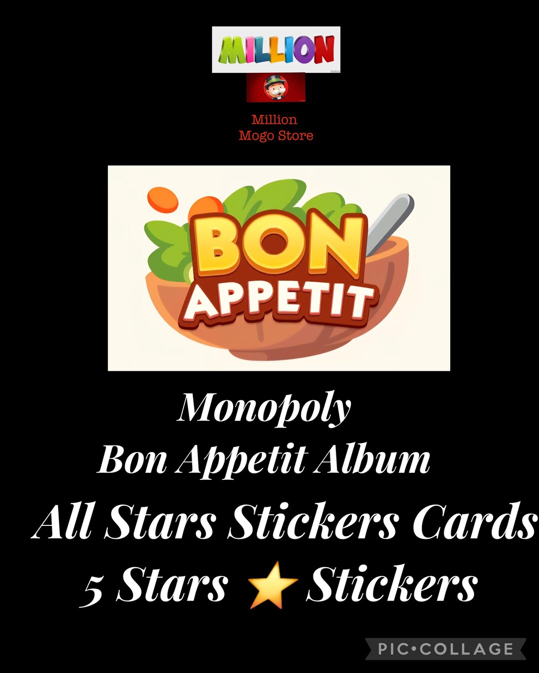 Mono_poly Bon Appetit Album Stickers: 5 Star Stickers Cards - Etsy