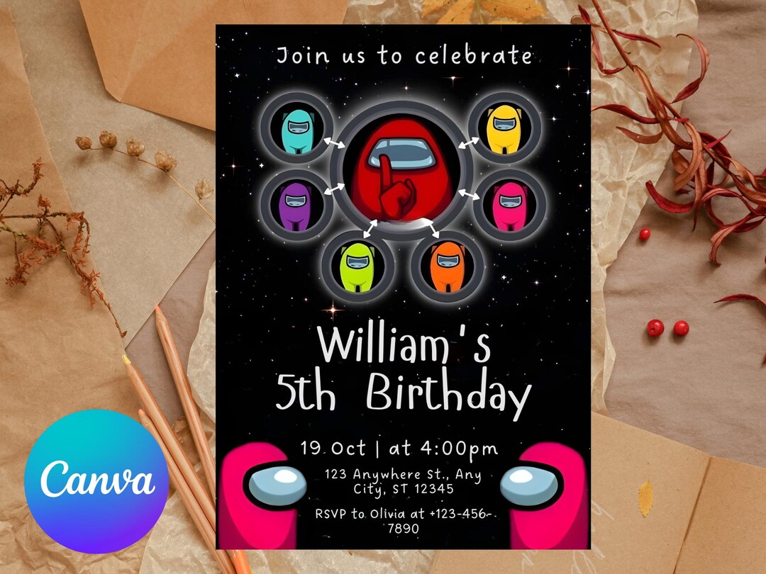 Among Us Invitation Birthday Invitation | Kids Birthday Invitation ...