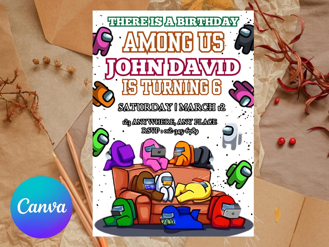 Among Us Invitation Birthday Invitation | Kids Birthday Invitation ...