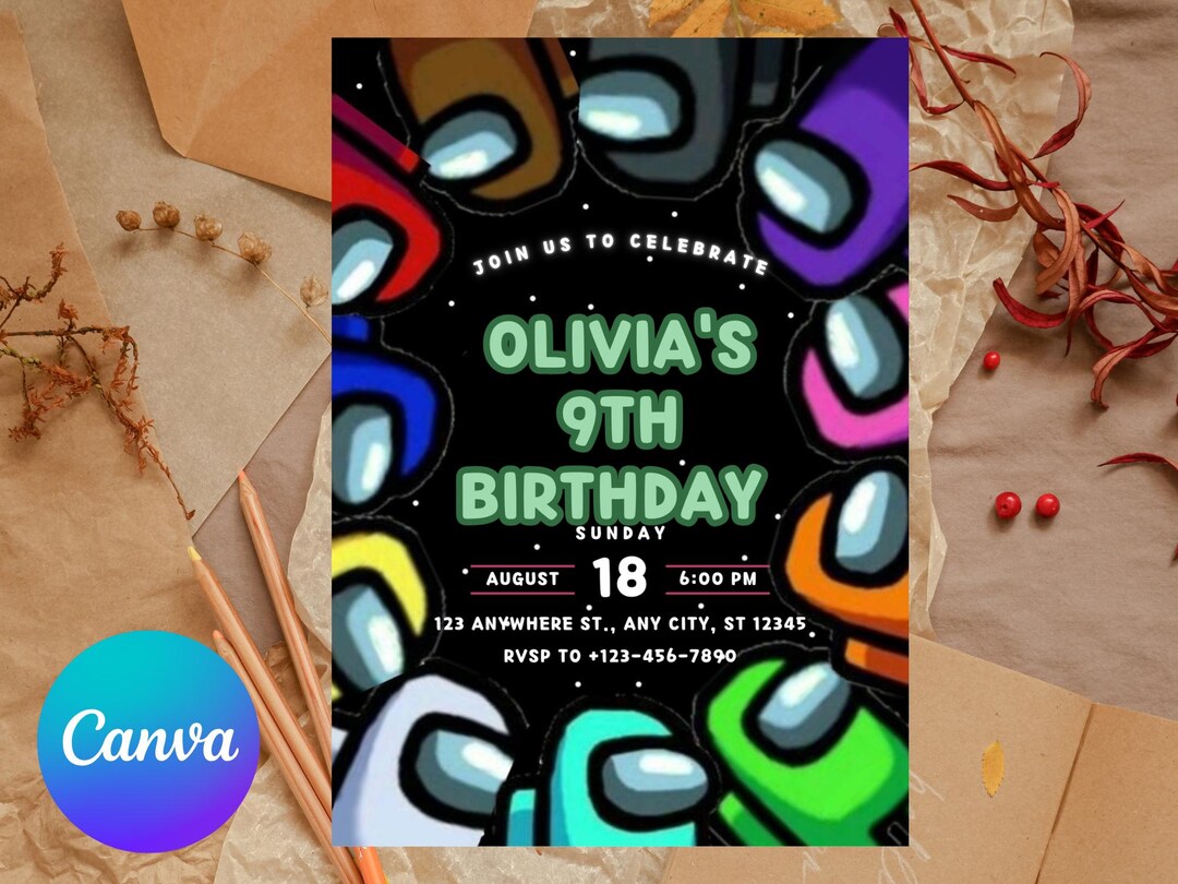 Among Us Invitation Birthday Invitation | Kids Birthday Invitation ...