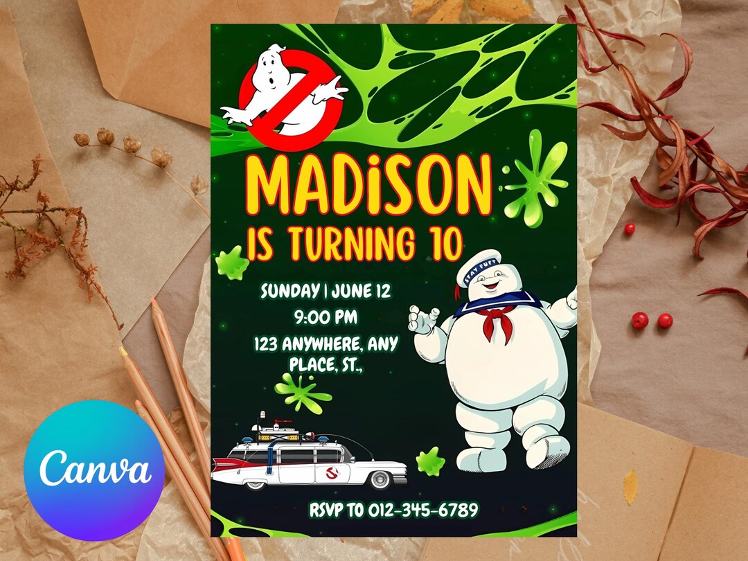 Editable Ghostbusters Birthday Invitation | Printable Ghostbusters ...