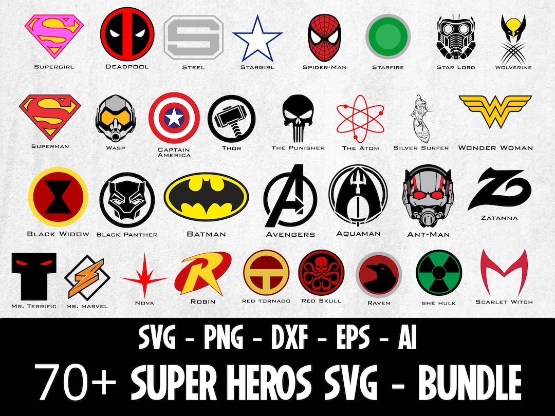 70+ Superhero SVG Bundle | Silhouette Cut Files (digital Download) - Etsy
