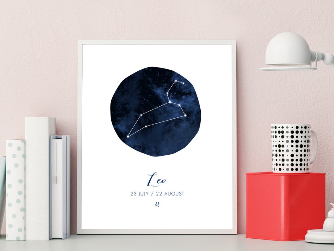 Leo Horoscope Dates and Constellation Art Print - Zodiac Poster ...