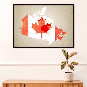 Canada Map Art Print - Canadian Flag Poster - Maps and Travel Wall Art ...