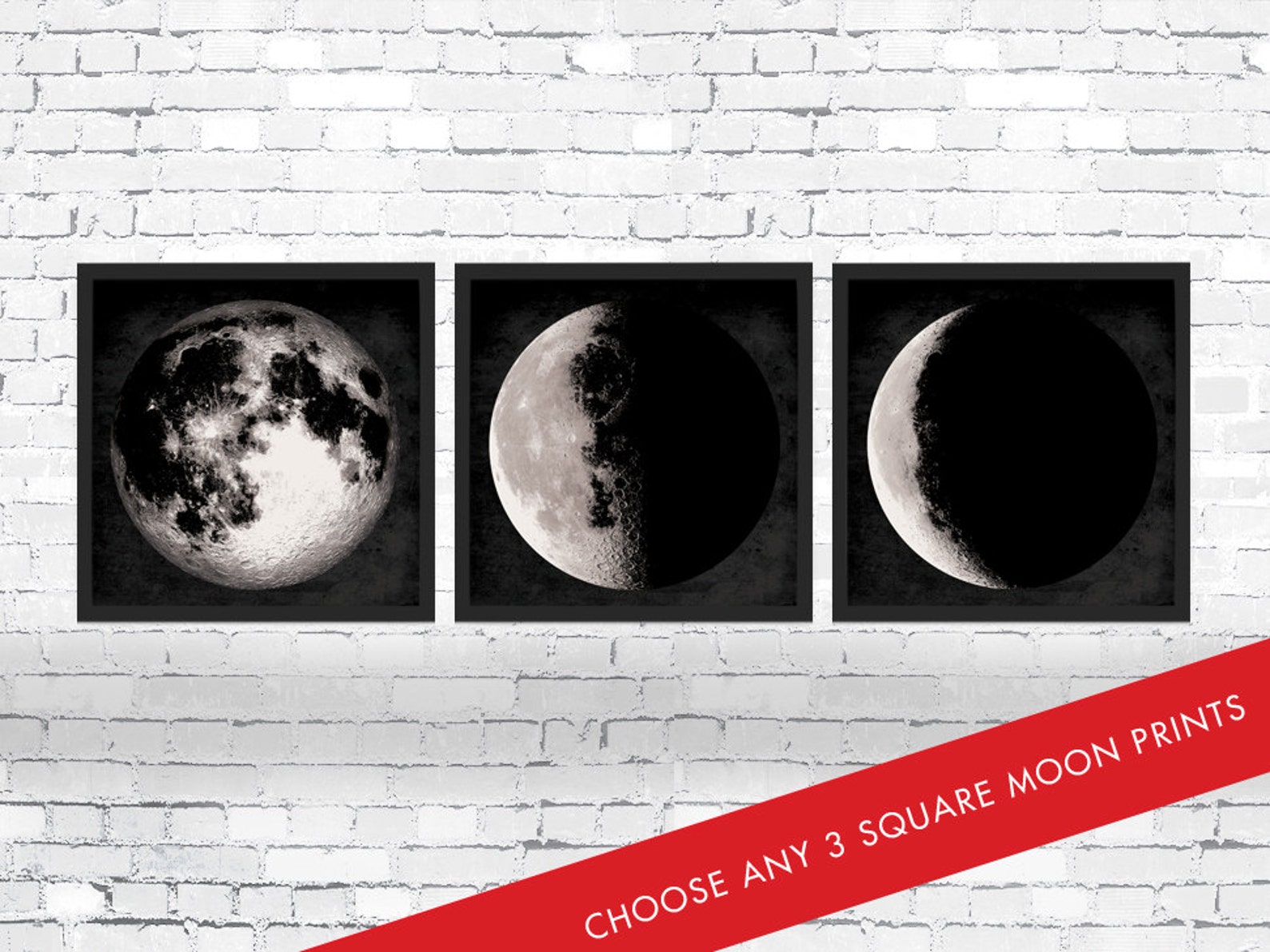 Moon Phase Art Print Set Phases of the Moon Prints Outer - Etsy
