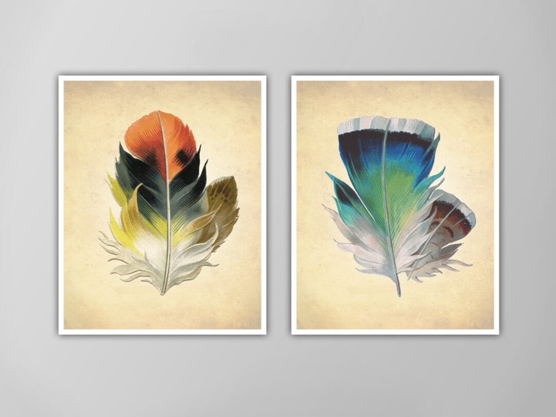 Feather Print Set - Feather Posters - Nature Inspired Wall Art -two ...