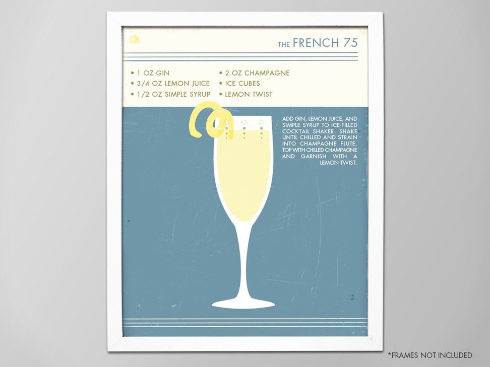 French 75 Cocktail Poster Retro Food Drink Poster Vintage | Etsy