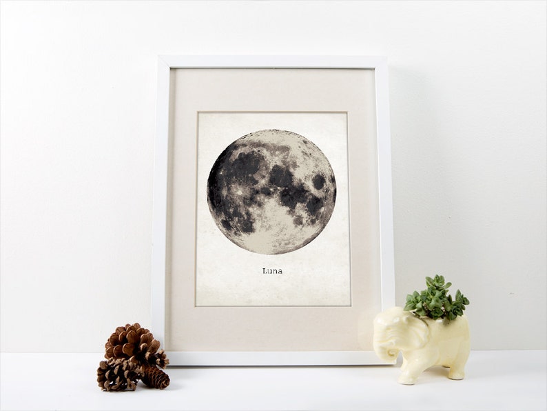 Giant Moon Poster - Luna Moon Art Print - Galaxy Wall Art - Super Moon ...