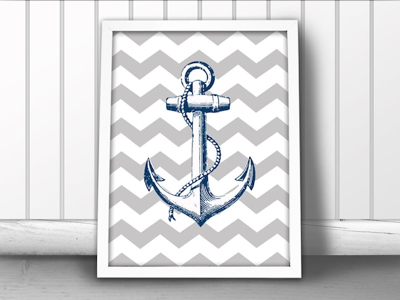 Anchor With Chevron Printable Template Nautical | AllAboutTheHouse