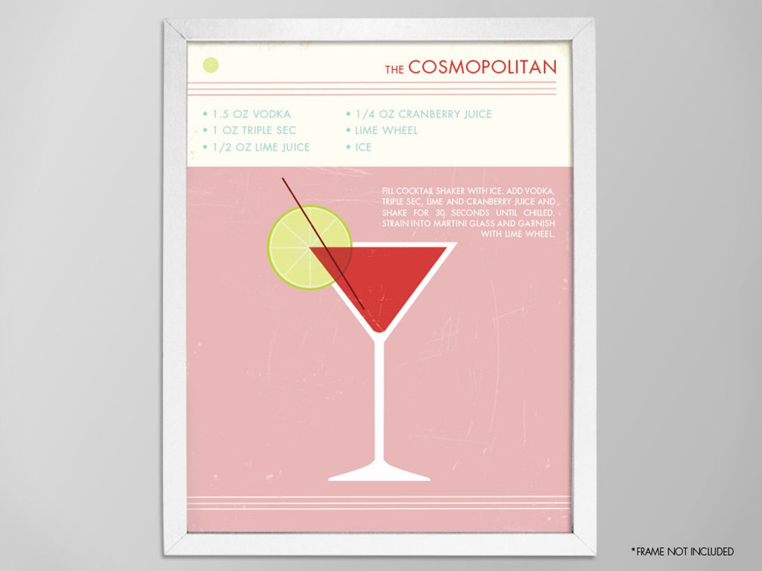 Cosmopolitan Print - Retro Food and Drink Wall Art - Cocktail Poster ...