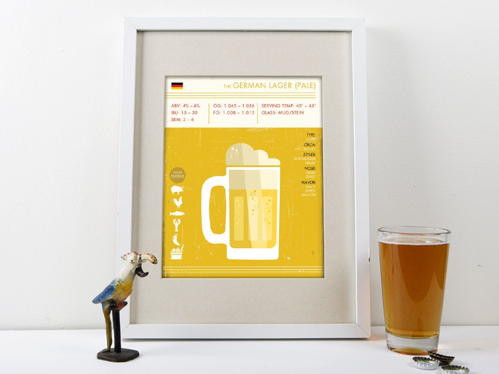 German Pale Lager Art Print Beer Poster Bar Decor - Etsy