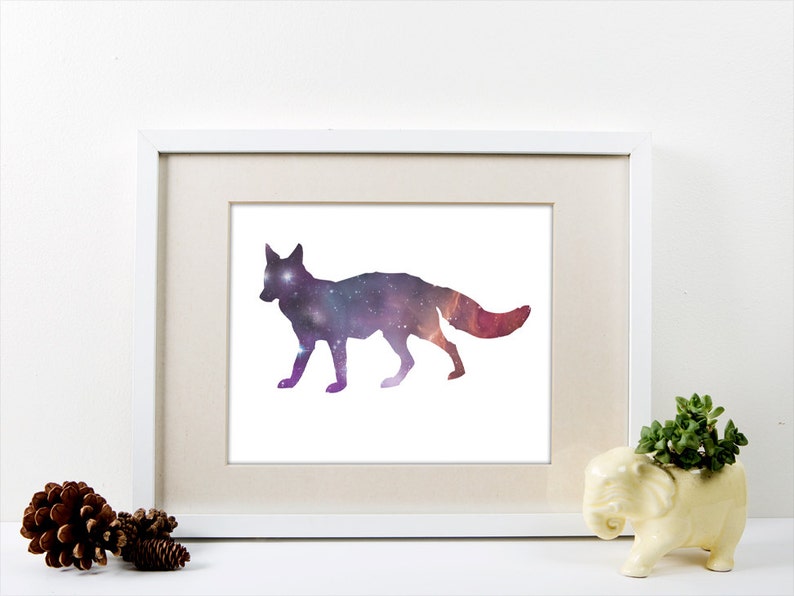Galaxy Fox Art Print Astrology Decor Zodiac Wall Art - Etsy New Zealand