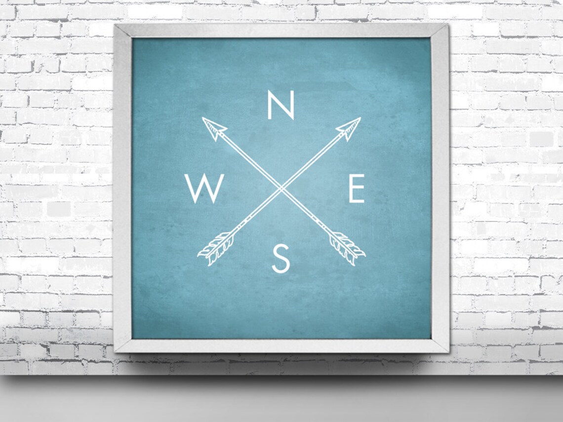 Compass Arrows Art Print - NSEW Poster - North South East West ...