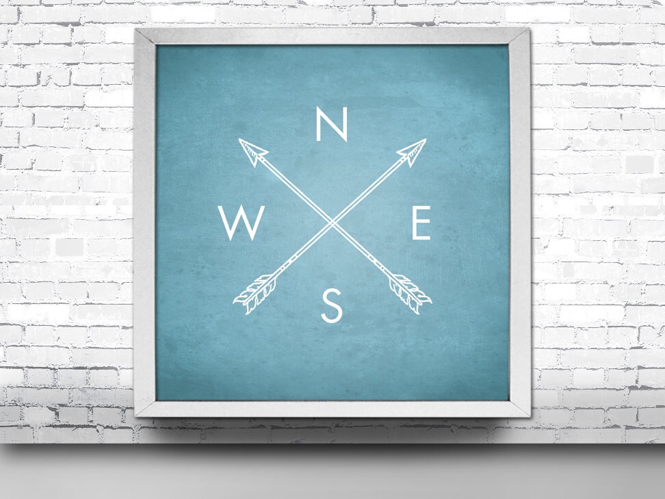 Compass Arrows Art Print - NSEW Poster - North South East West ...
