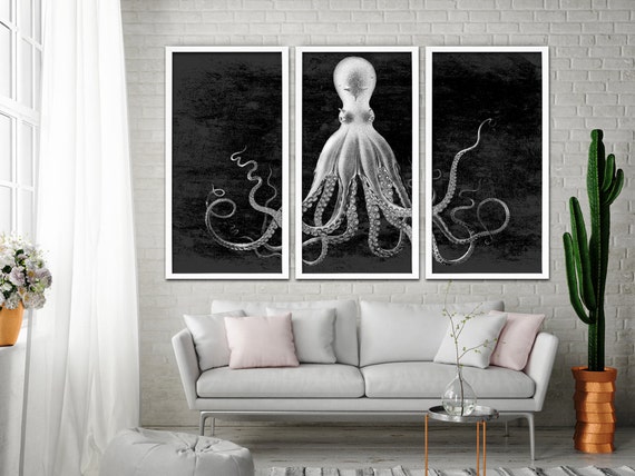 Octopus Triptych Lord Bodner's Octopus Nautical Art - Etsy