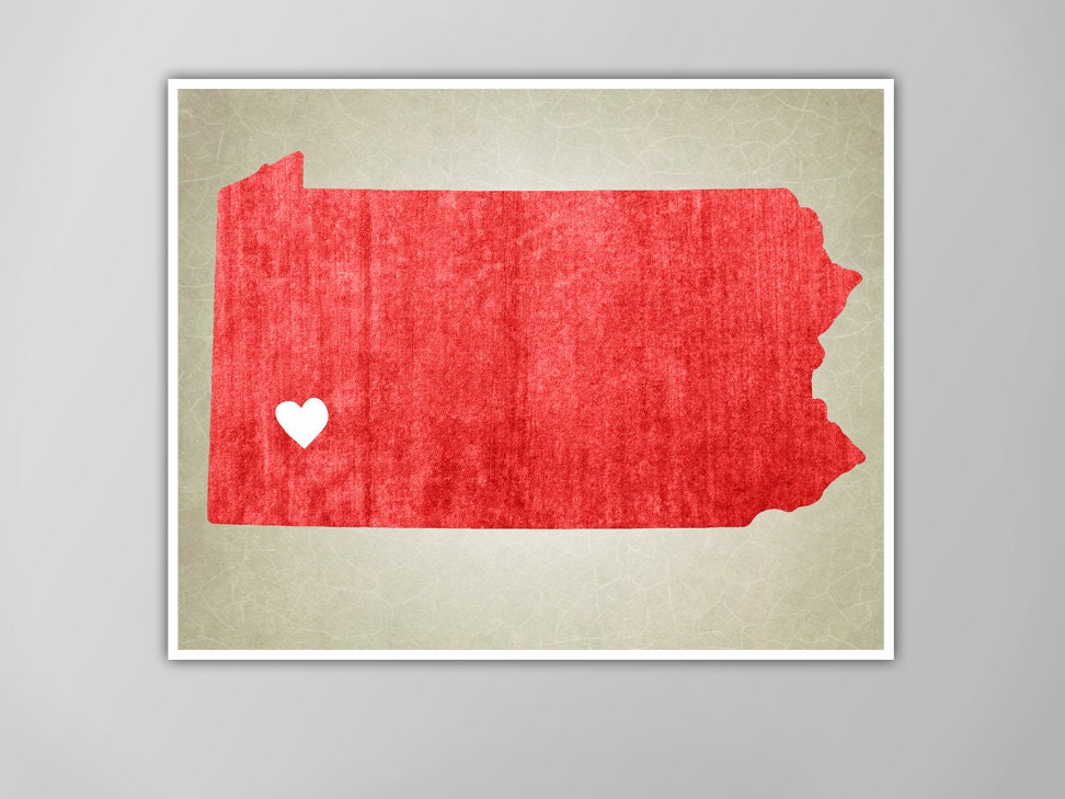 Pennsylvania Art Print Custom State Map Poster Choose Your - Etsy