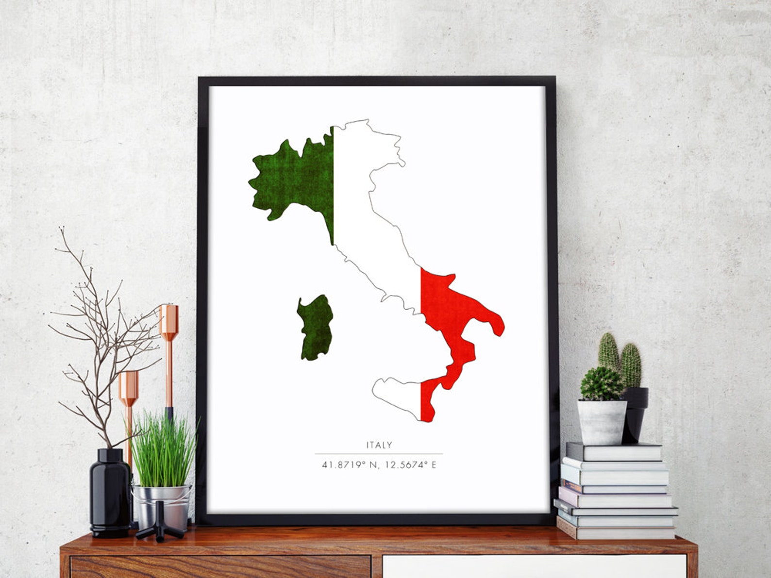 Italy Map Print - Italian Flag - Travel Wall Art - Italy Country ...