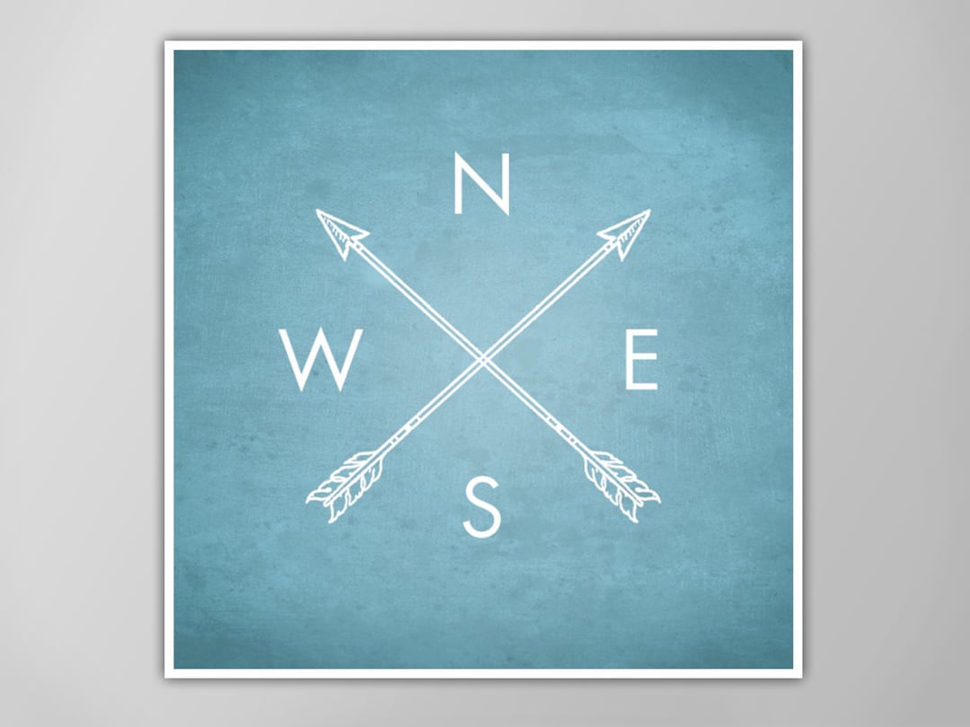 Compass Arrows Art Print - NSEW Poster - North South East West ...