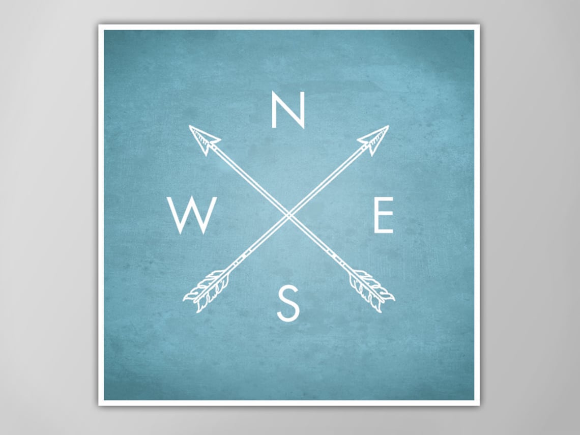 Compass Arrows Art Print - NSEW Poster - North South East West ...