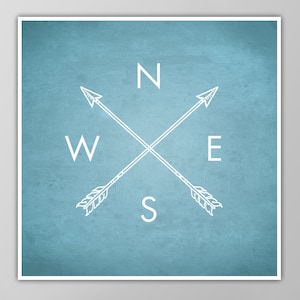 Compass Arrows Art Print - NSEW Poster - North South East West ...