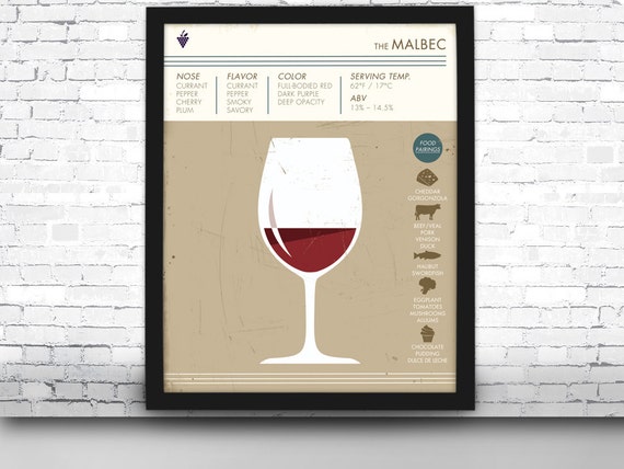Malbec Art Print Wine Poster Bar Decor Gift for Wine - Etsy